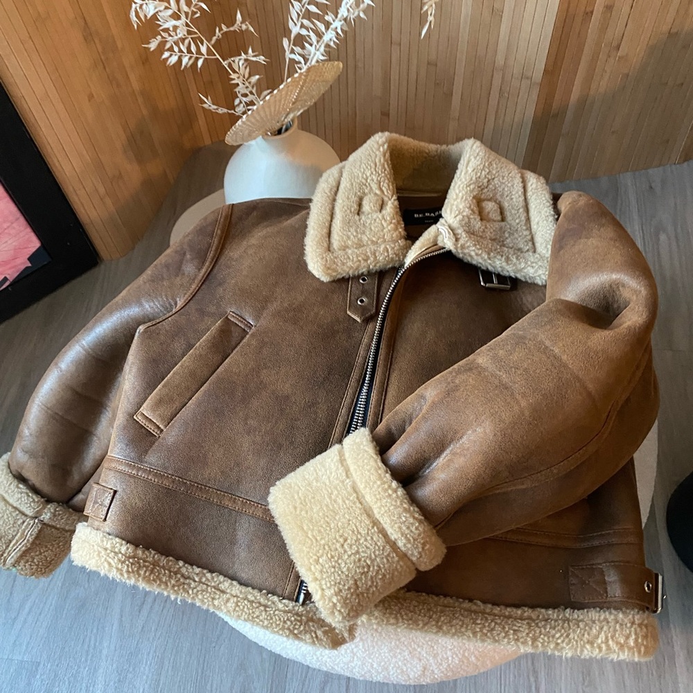 Nwot Teddy Shearling Biker Jacket - Gem